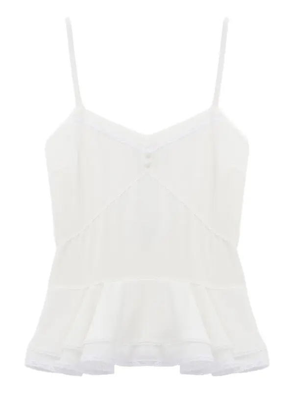 Alexander McQueen Silk Peplum Cami Top - Ivory
