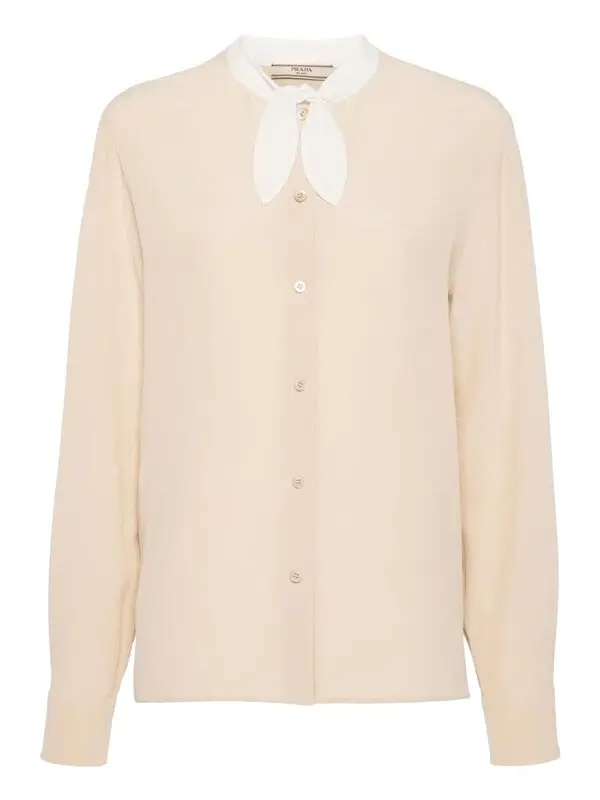 Prada Silk Shirt With Pussy Bow - Multicolor