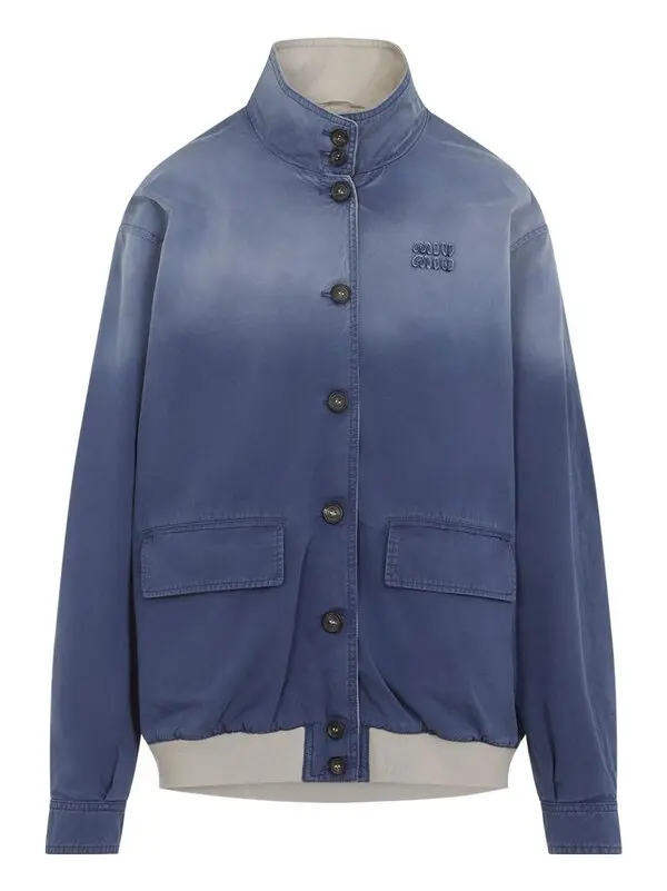 Miu Miu Old Washed Twill Blouson - Blue