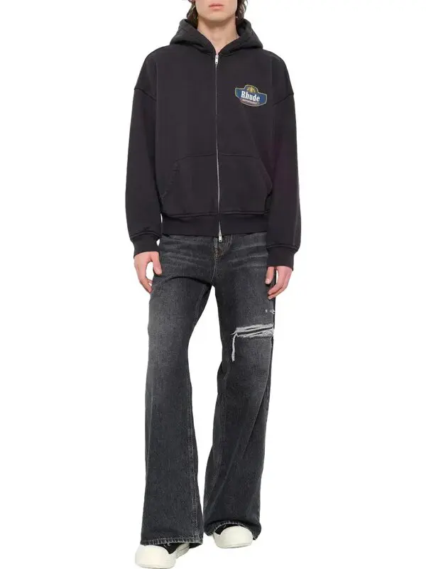 Rhude Racing Crest Zip-up Hoodie - Grey