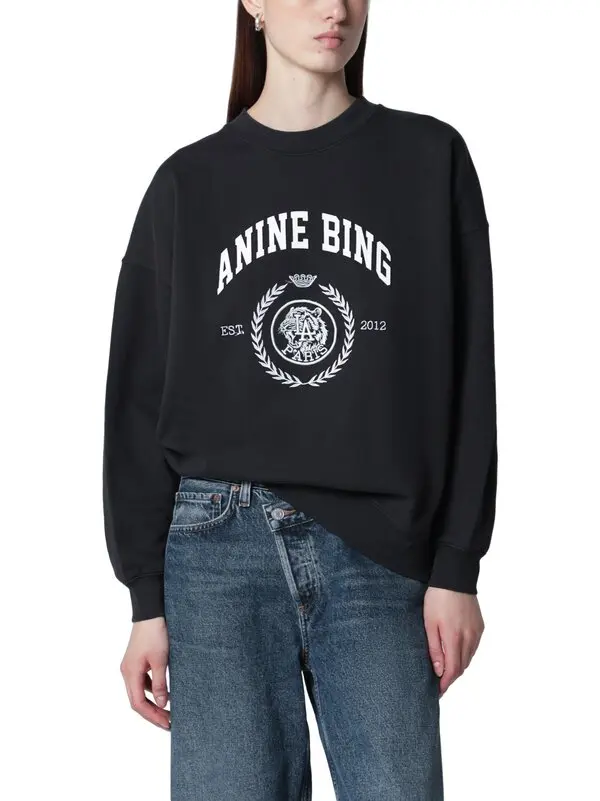 ANINE BING Miles Collegiate Cotton Sweatshirt - Black