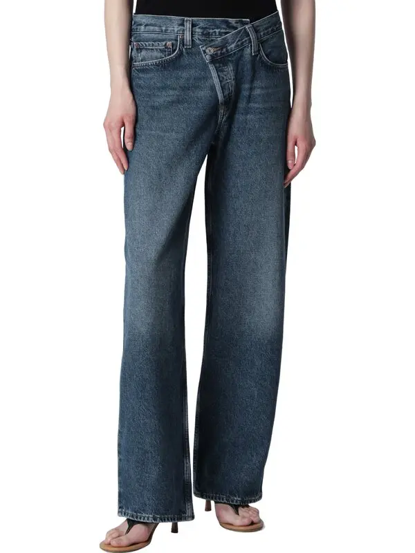 AGOLDE Arc Criss Cross Jeans In Dark Indigo Denim - Blue