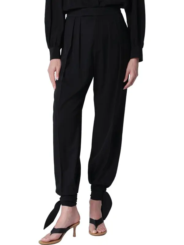 Chloé Pleated Fluid Crêpe De Chine Trousers - Black