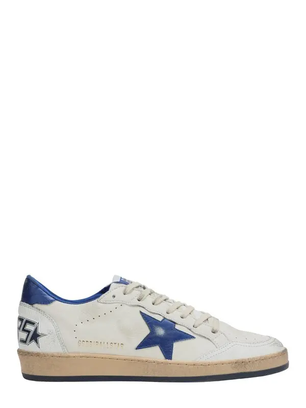 GOLDEN GOOSE Metallic Blue Ballstar Sneakers - White