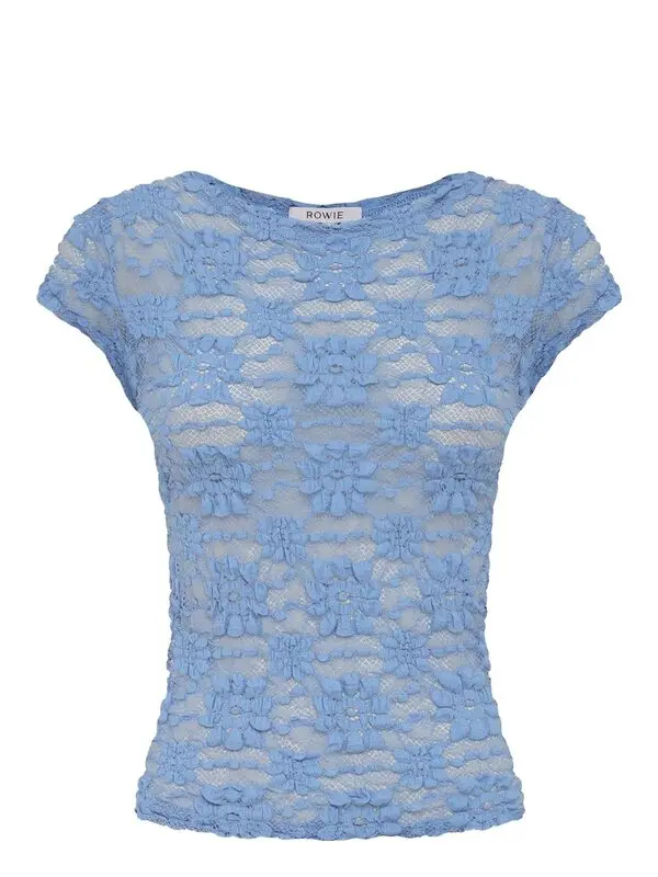 ROWIE Galo Sunflower Lace Tee - Periwinkle