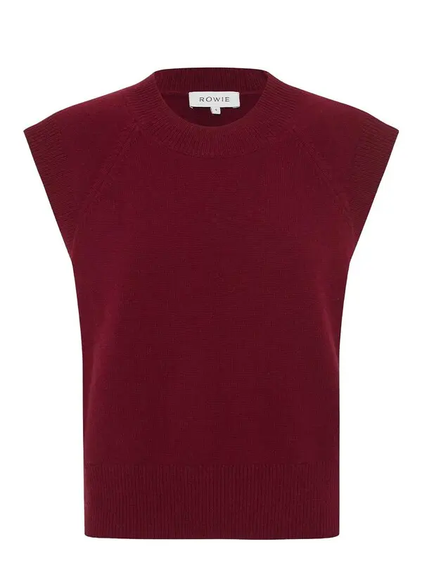 ROWIE Quinn Merino Knit Vest - Merlot Red