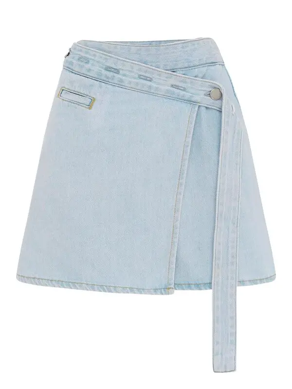 ROWIE Melissa Denim Mini Wrap Skirt - Azul