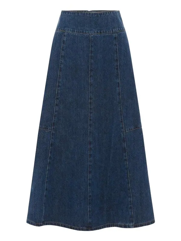 ROWIE Vashti Denim Midi Skirt - Classic Denim