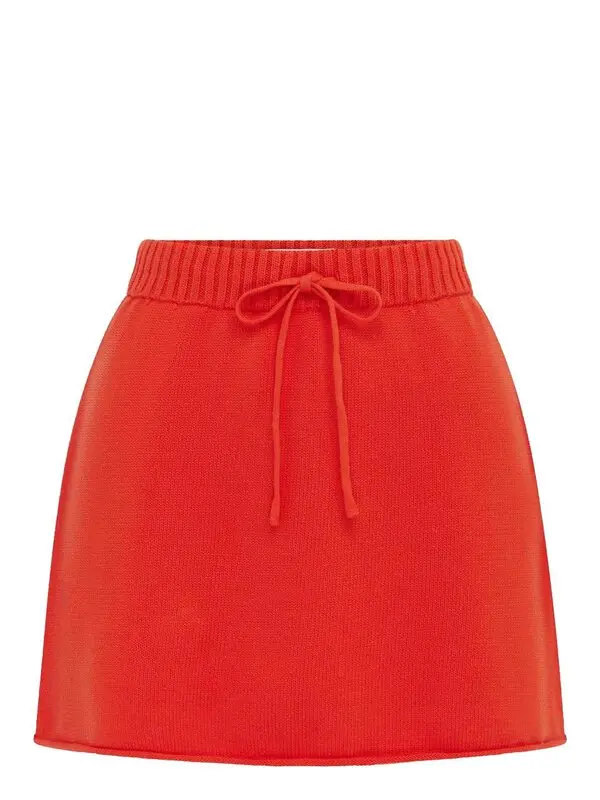 ROWIE Alma Knit Mini Skirt - Aperol Red