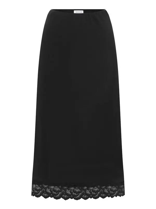 ROWIE Marina Silk Midi Skirt - Noir