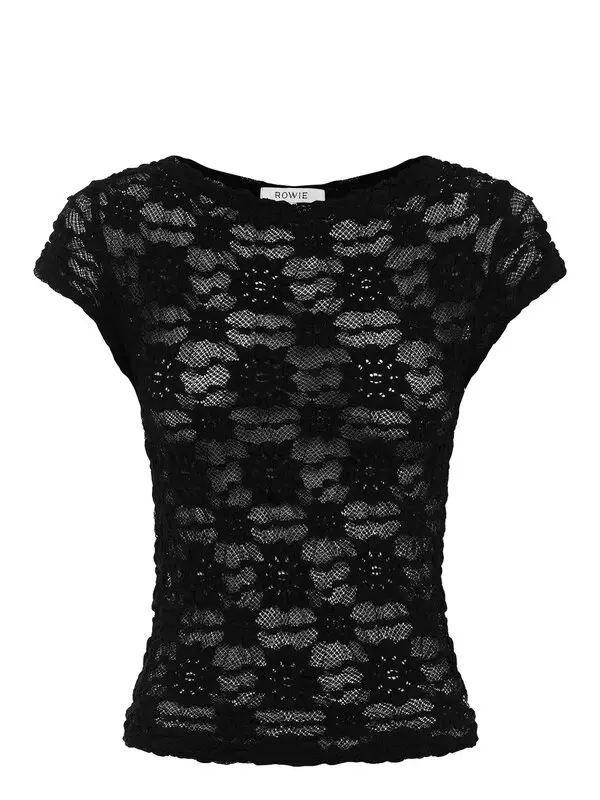 ROWIE Galo Sunflower Lace Tee - Noir