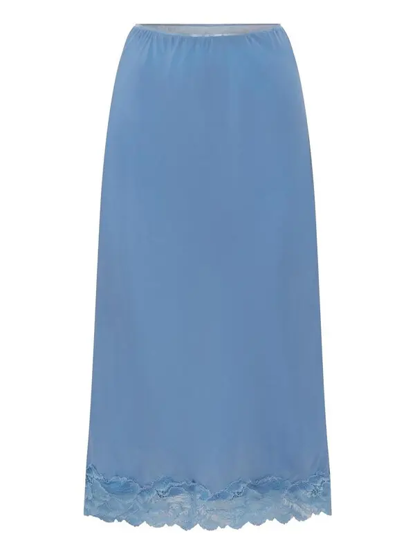 ROWIE Marina Silk Midi Skirt - Cornflower