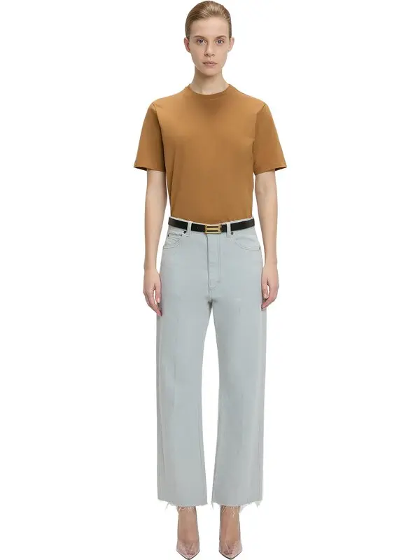 Victoria Beckham Short Sleeve Jersey T-shirt - Wheat