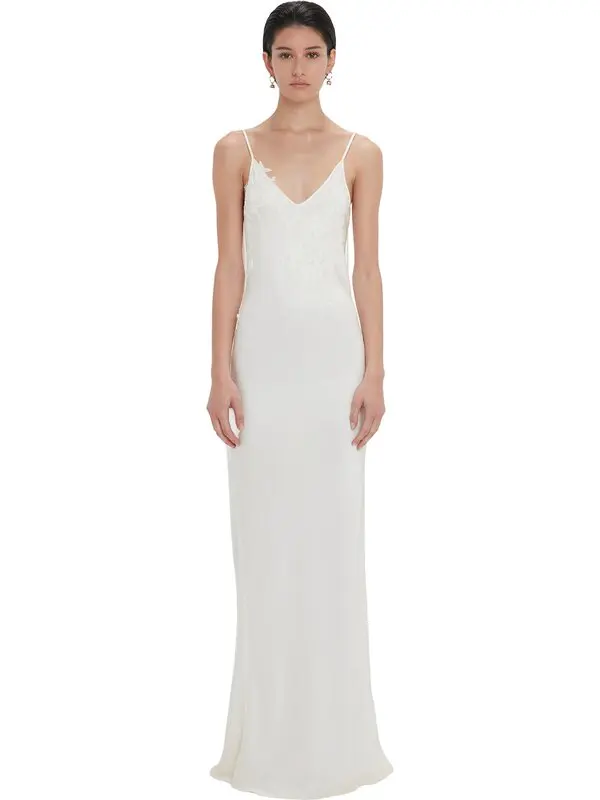Victoria Beckham Lace Cami Maxi Dress - Ivory