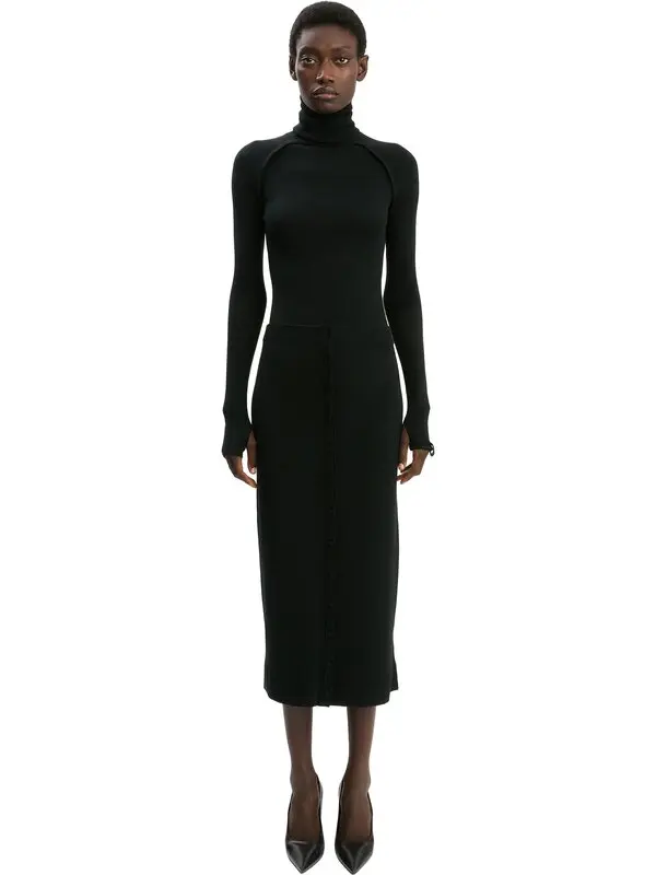 Victoria Beckham Button Midi Skirt - Black