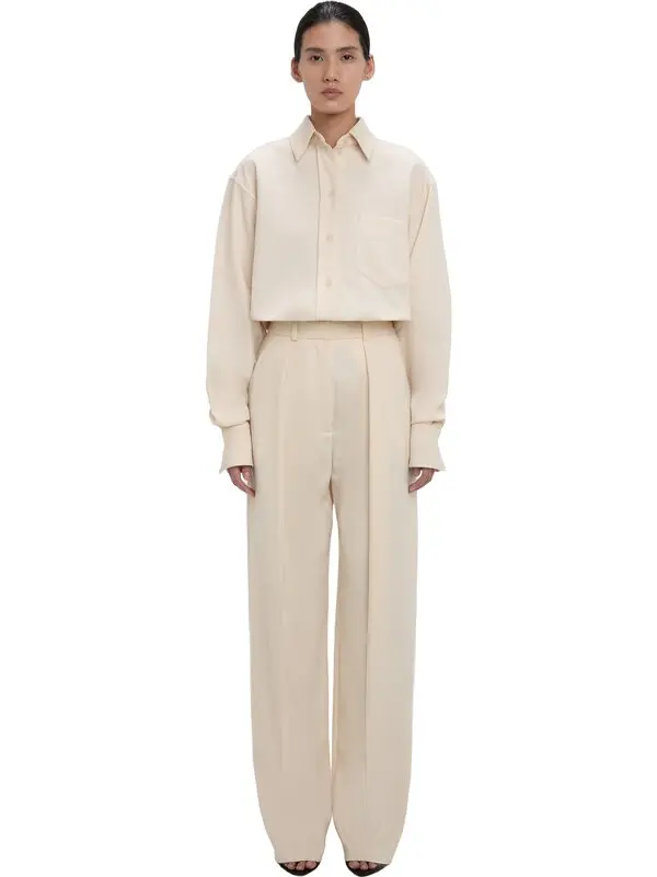 Victoria Beckham Wide Leg Trousers - Alabaster