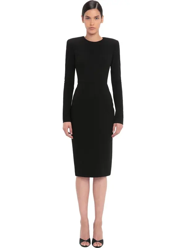 Victoria Beckham Long Sleeve Fitted T-shirt Dress - Black