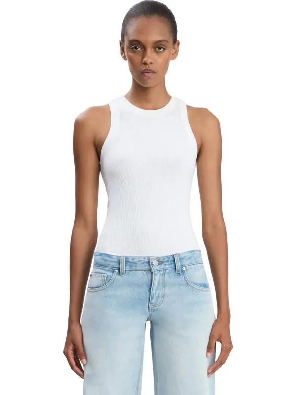 Victoria Beckham Ribbed Racer-back Tank - White