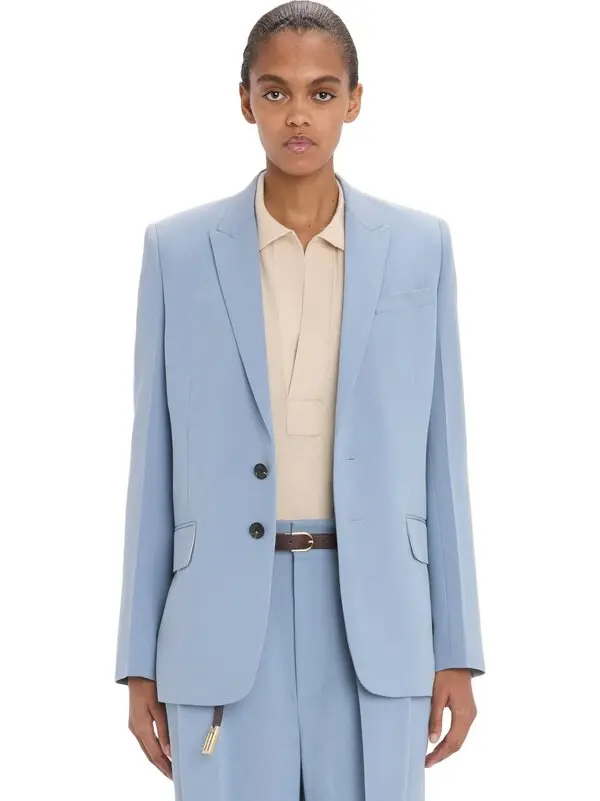 Victoria Beckham Wool Double Breasted Tailored Jacket - Blue