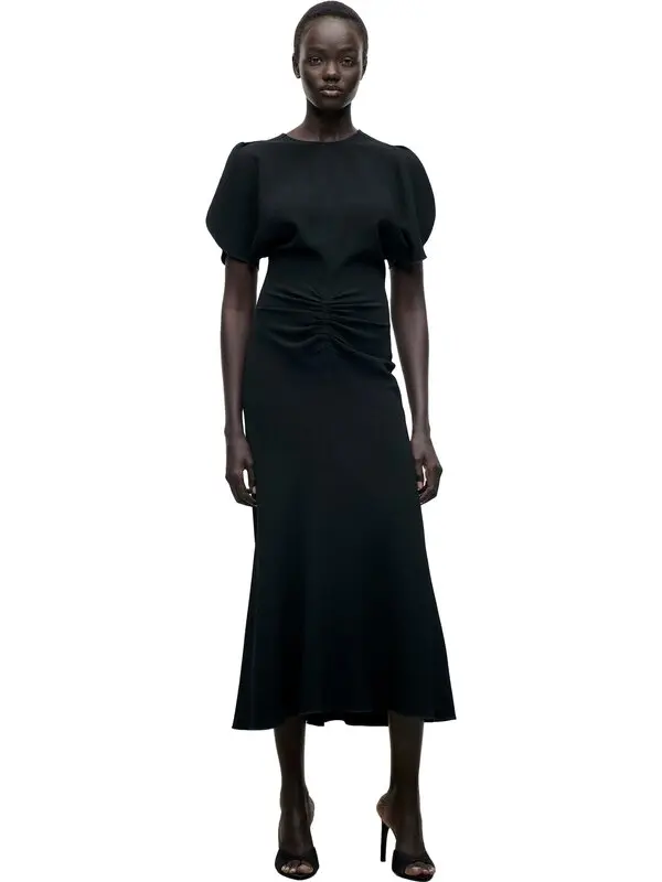 Victoria Beckham Bela Midi Dress - Black