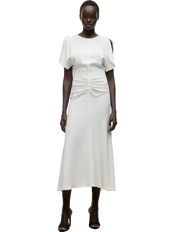 Victoria Beckham Bela Midi Dress - Bright Ivory