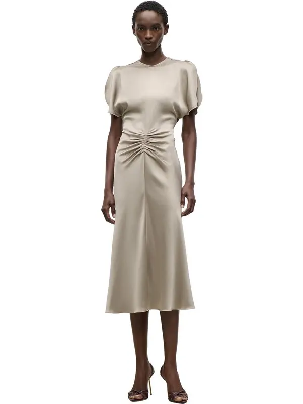 Victoria Beckham Bela Midi Dress - Light Grey