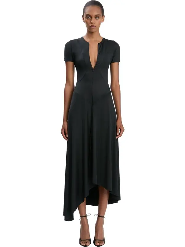 Victoria Beckham Zipped Front Midi Dress - Black