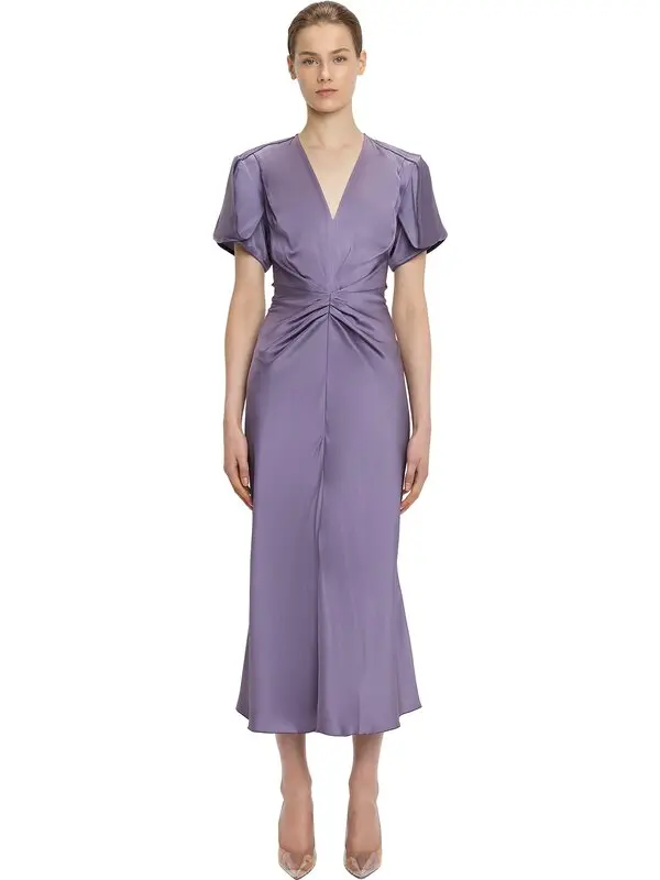 Victoria Beckham Midi Dress With Draped Inserts - Iris