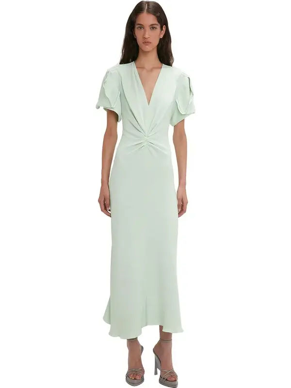 Victoria Beckham Midi Dress With Draped Inserts - Jade