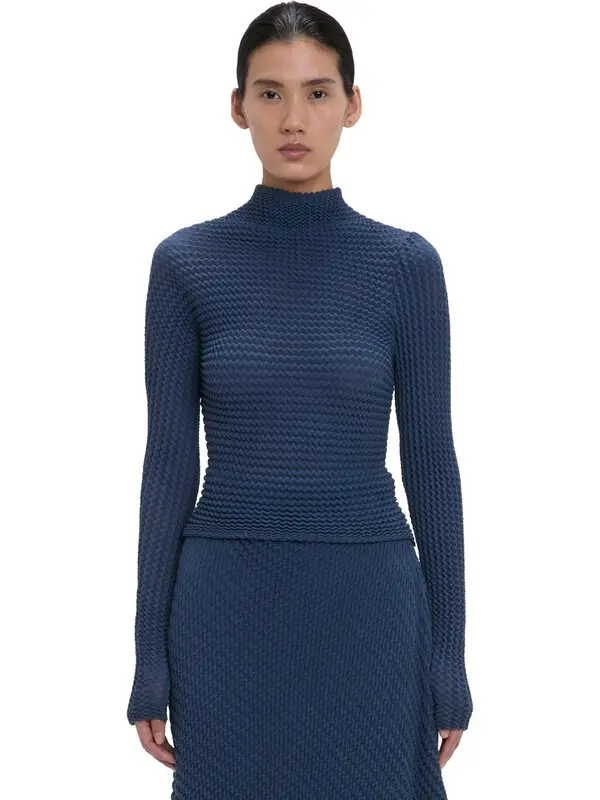 Victoria Beckham Cropped Textured Knit Top - Eclipse