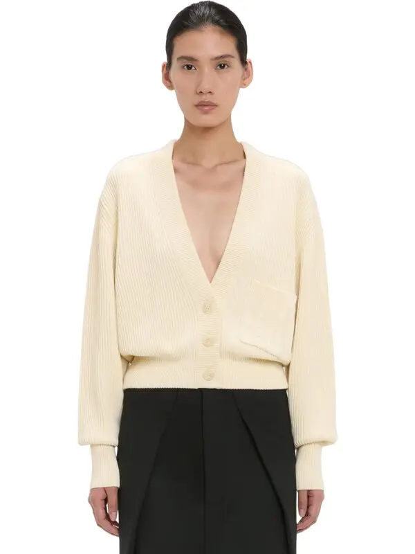 Victoria Beckham Cable Pocket Cardigan - Ivory