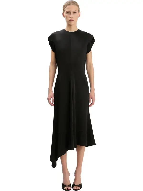 Victoria Beckham Twist Shoulder Midi Dress - Black