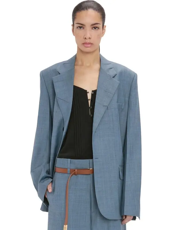 Victoria Beckham Notched Lapel Blazer - Cloud Blue
