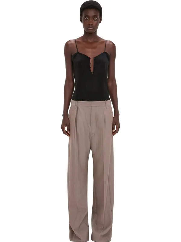 Victoria Beckham Pleated Waist Trousers - Limestone