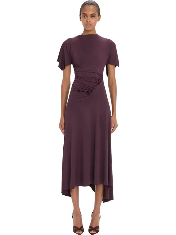 Victoria Beckham Blousey Midi Dress - Blackcurrant