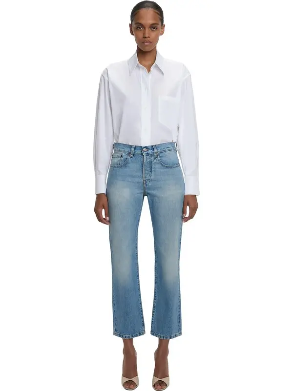 Victoria Beckham Relaxed Fit Cropped Jeans - Light Blue