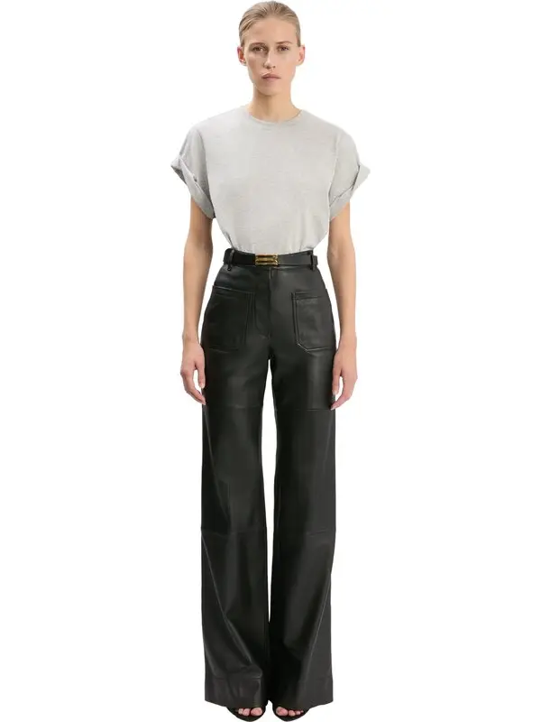 Victoria Beckham Alina Leather Trousers - Black