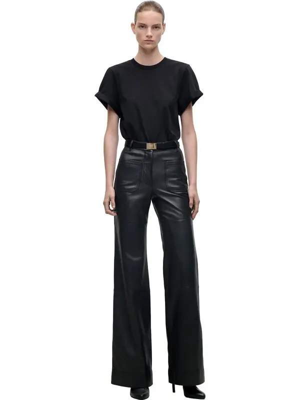 Victoria Beckham Alina Leather Trousers - Black