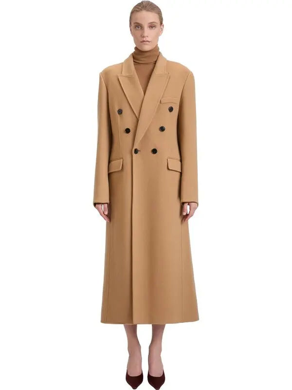 Victoria Beckham Double-breasted Overcoat - Camel