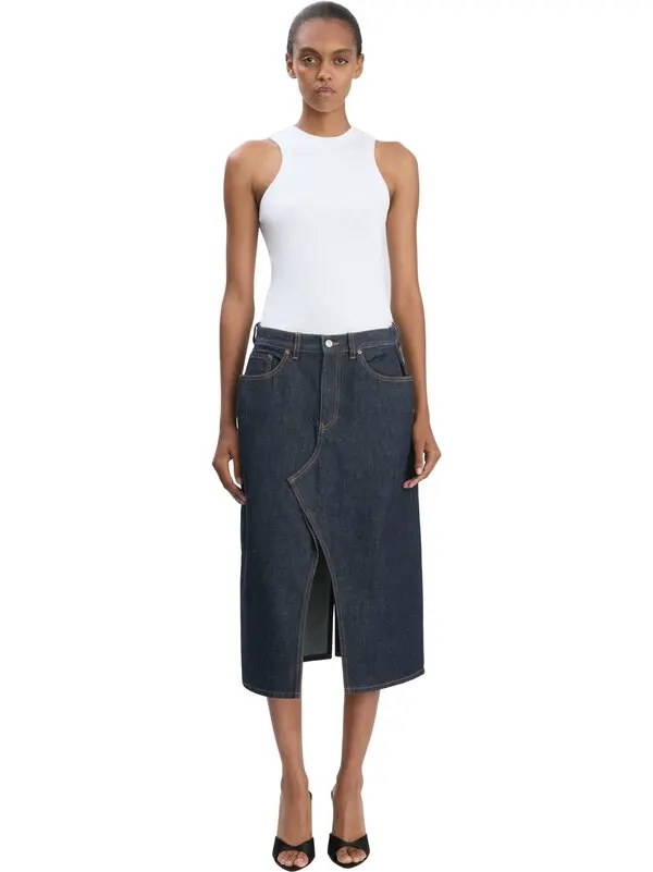 Victoria Beckham Kick Pocket Denim Skirt - Light Rinse