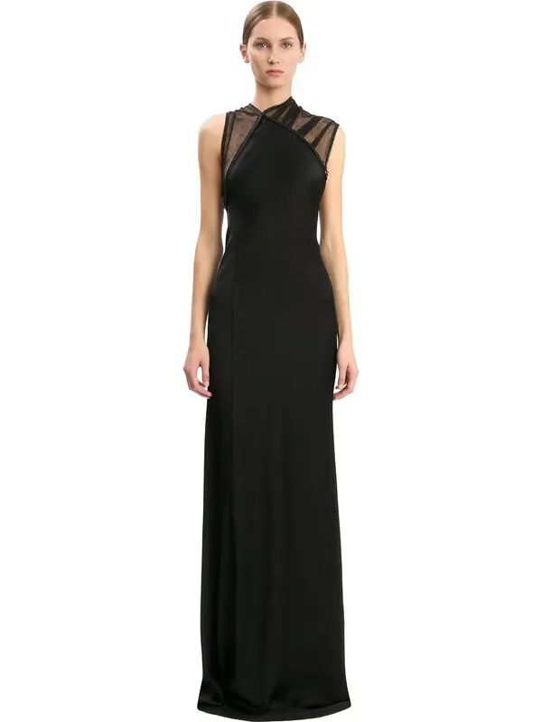 Victoria Beckham Mesh Gown - Black