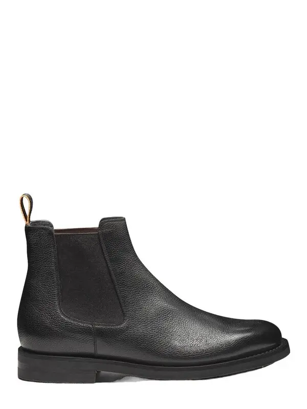Santoni Grained Calf Leather Chelsea Boots - Black