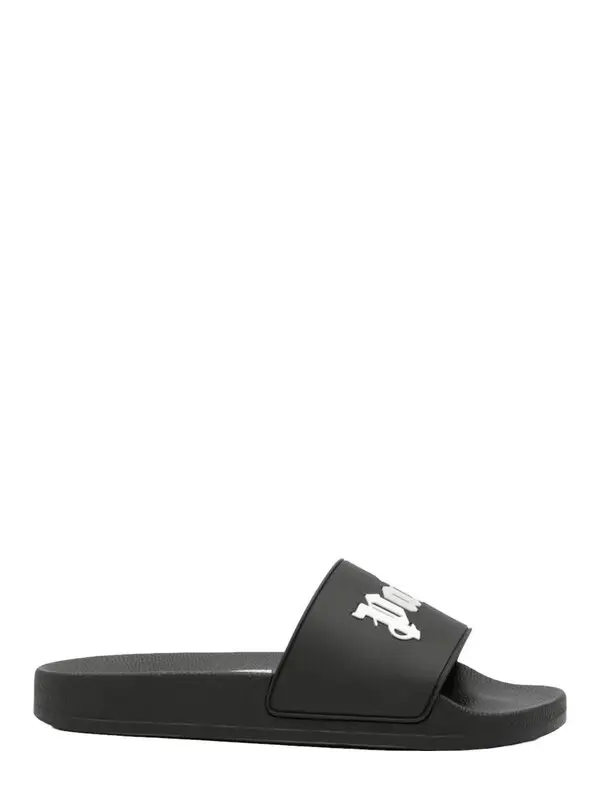 Palm Angels Rubber Slide Sandals - Black