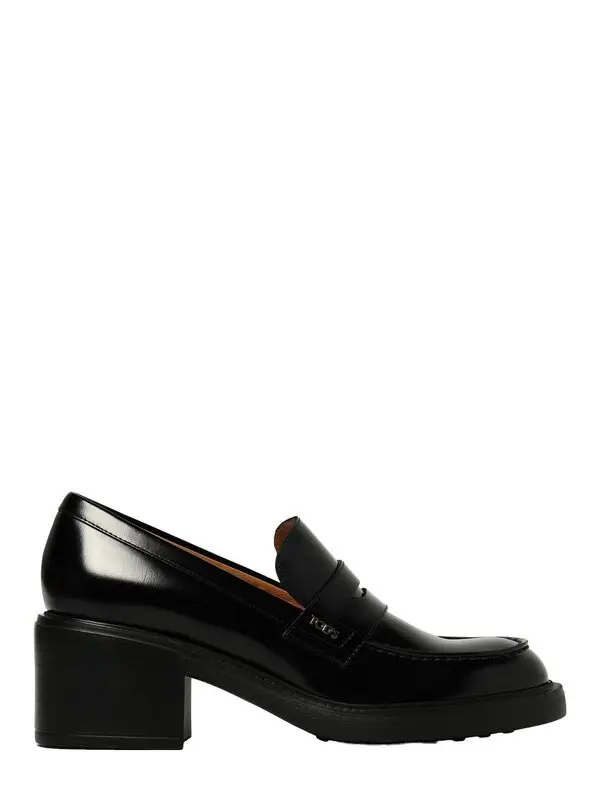 TOD'S Calfskin Penny Loafers With Medium Block Heel - Black