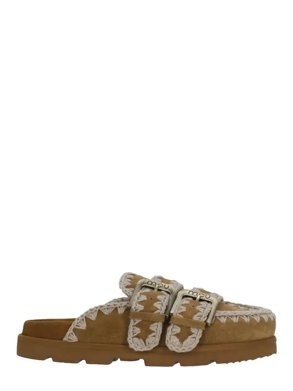 Mou Flat Shoes With Buckle Detailing - Brown