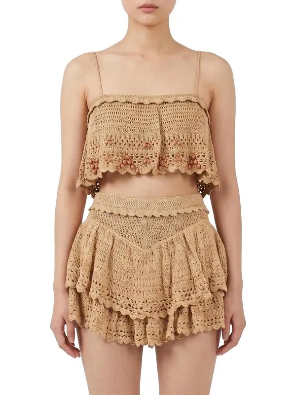 Isabel Marant Étoile Crochet Top With Embellishments - Sand