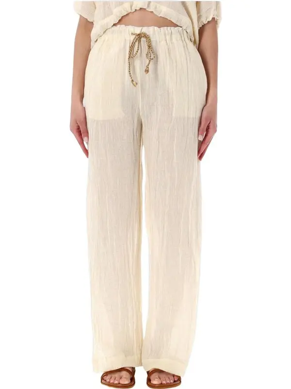 120% Lino Wide Leg Pants - Natural