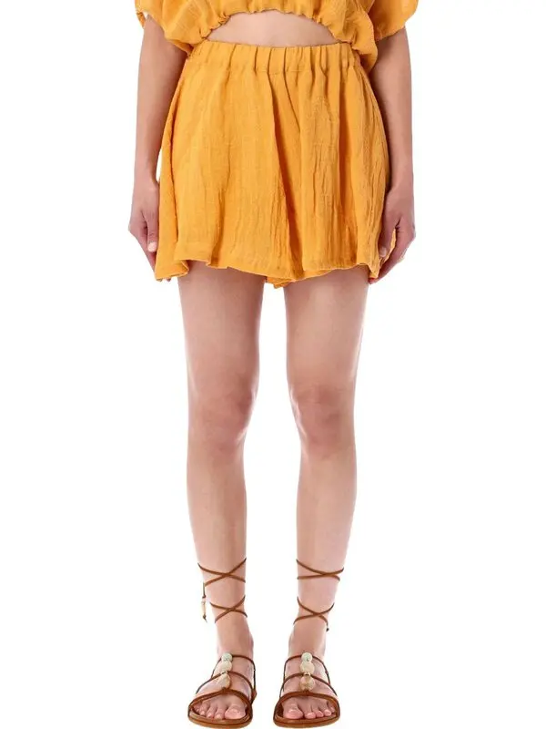 120% Lino Textured Shorts - Orange