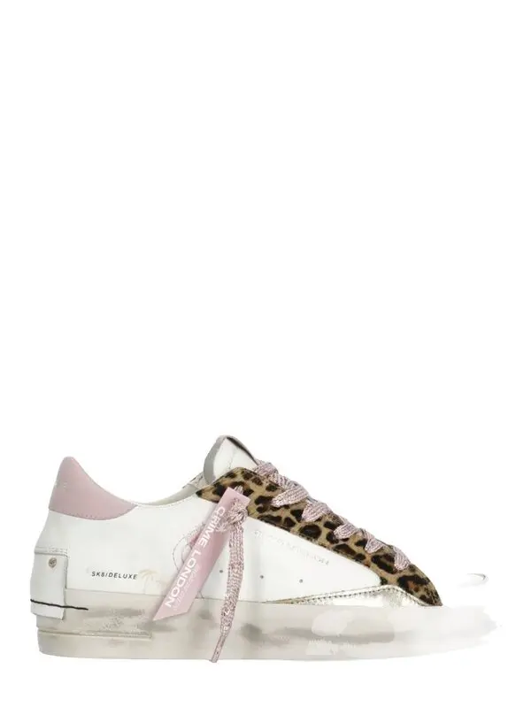 CRIME LONDON Leopard Print And Leather Sneakers - Pink