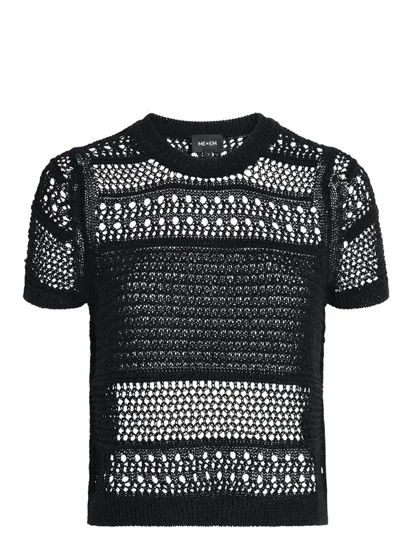 ME+EM Open-stitch Knit T-shirt - Black